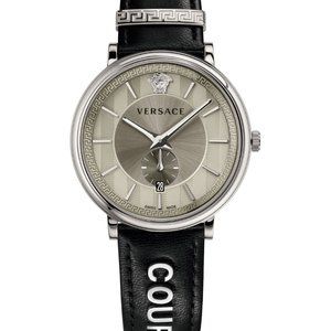 Versace | Accessories | Versace Mens Steel V Black Strap Watch With Box ...